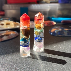 Resin Encased Chakra Crystal Tower - Etsy