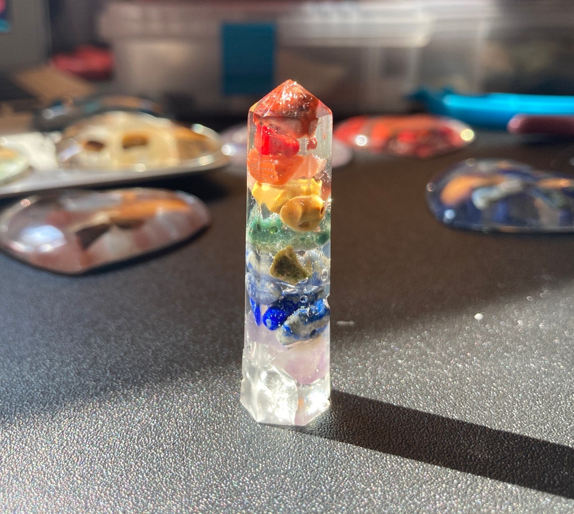 Resin Encased Chakra Crystal Tower - Etsy