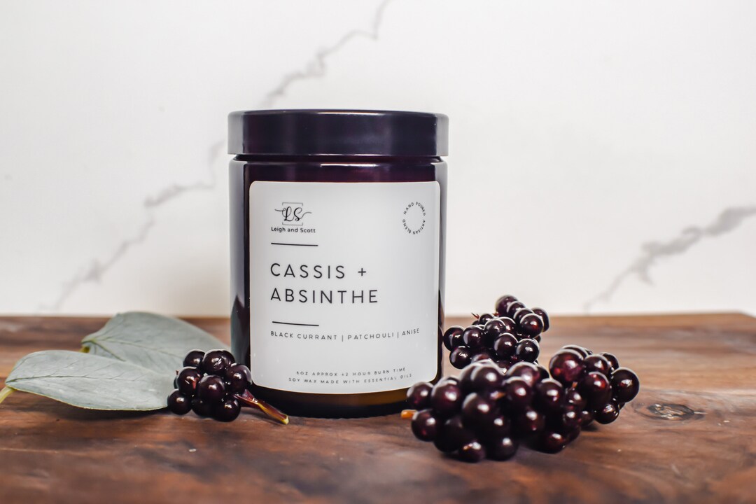 Cassis + Absinthe,hand Poured Soy Wax Candle,6oz Hand Poured Soy Wax ...