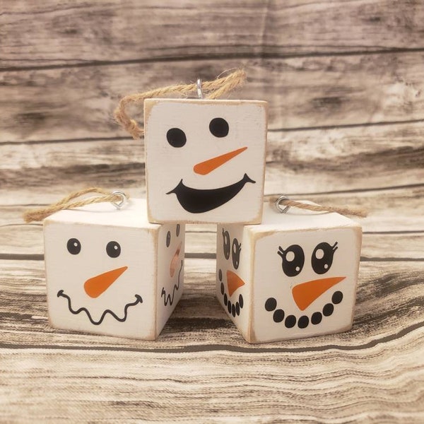 Wooden Block Snowman - Etsy