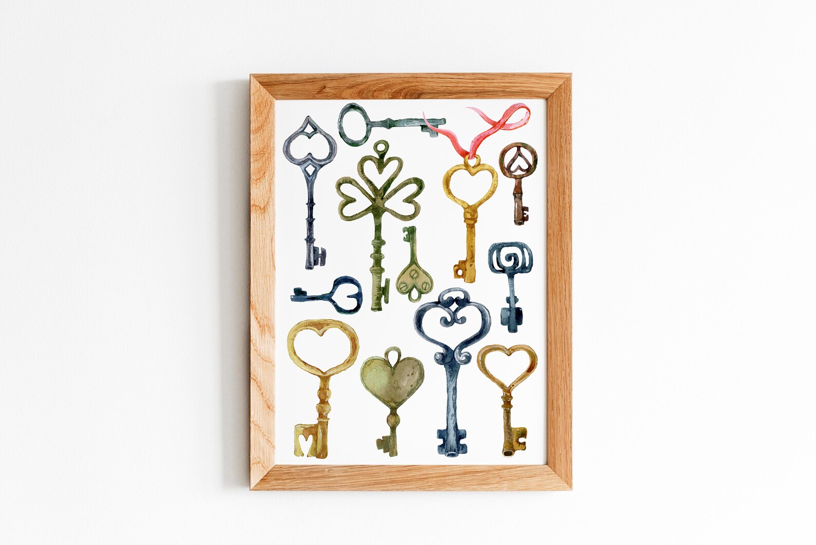 Watercolor Vintage Key Clipart Keys With Hearts Valentines Day Set ...