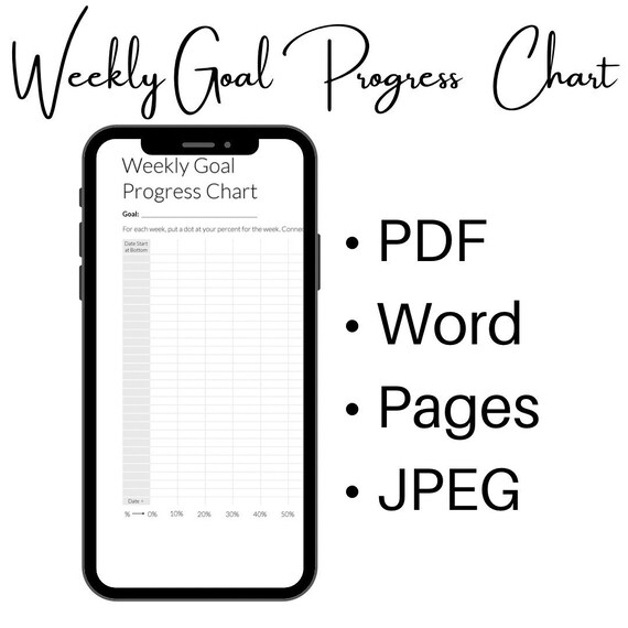 Printable Weekly Goal Progress Chart PDF Word Pages - Etsy