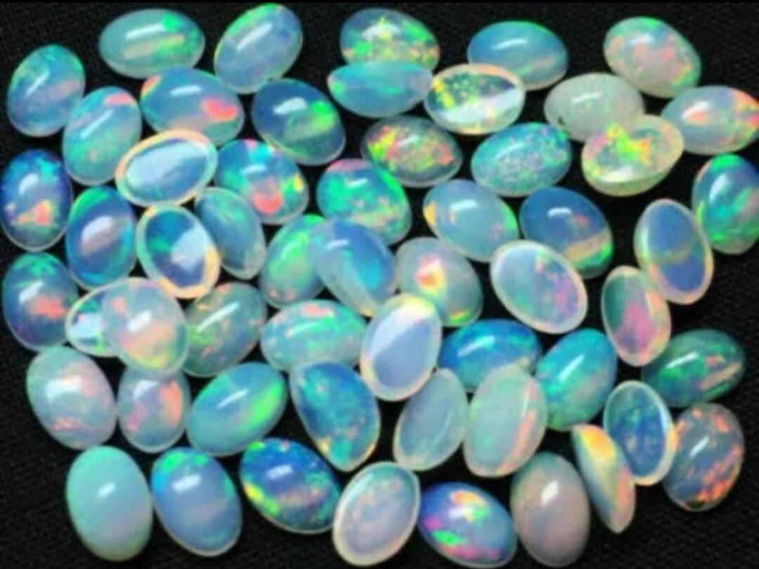 5 Piece 3x5 Oval Natural Ethiopian Opal Gemstone Cabochon, CALIBRATED ...