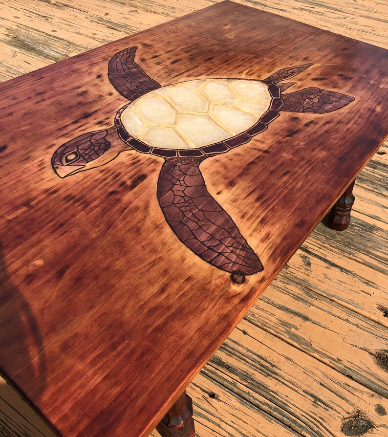 Handcrafted Wooden Sea Turtle Table Etsy