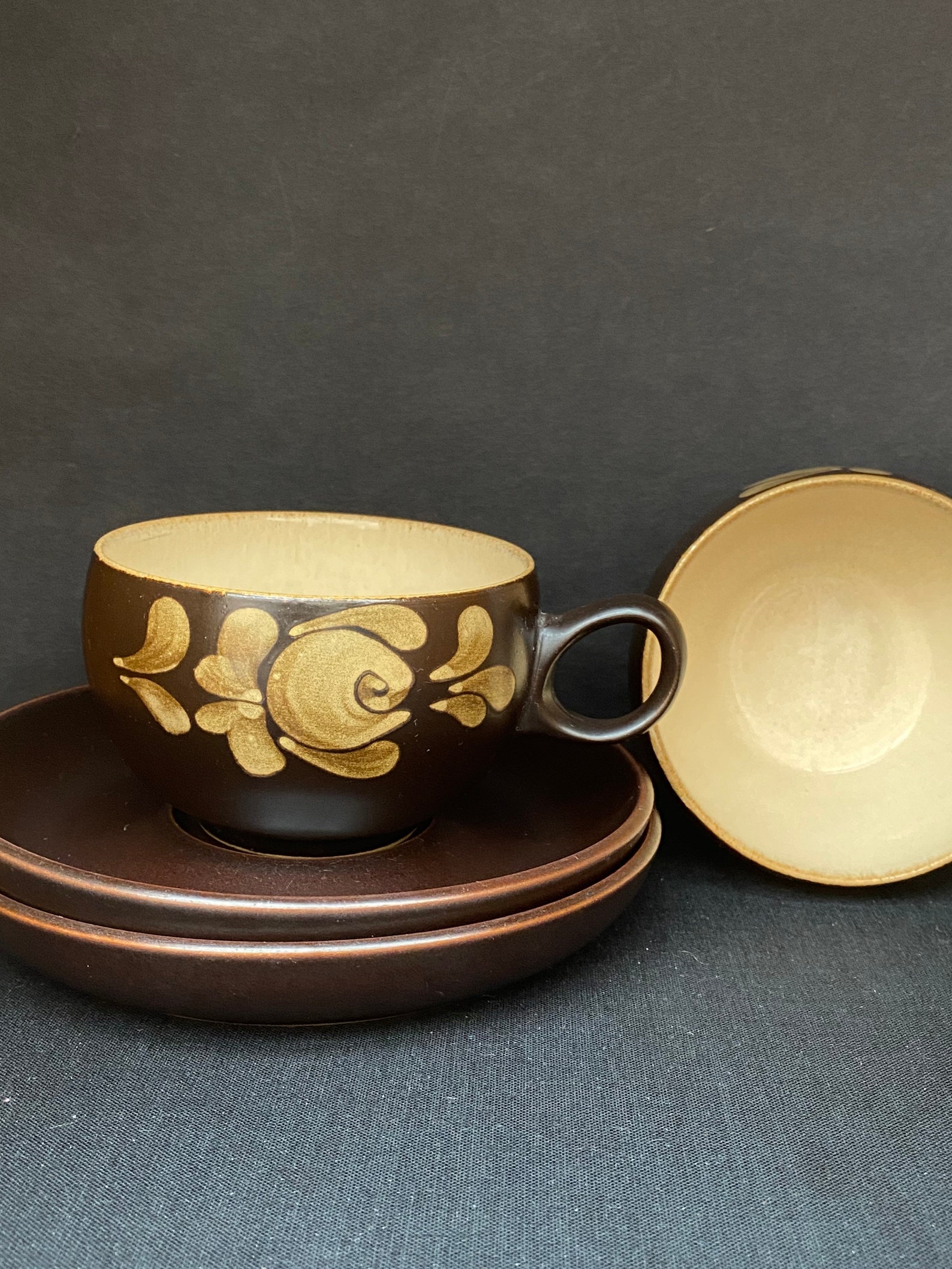 VINTAGE Denby Tea/ Coffee Cups With Saucers. in the Gorgeous Bakewell ...