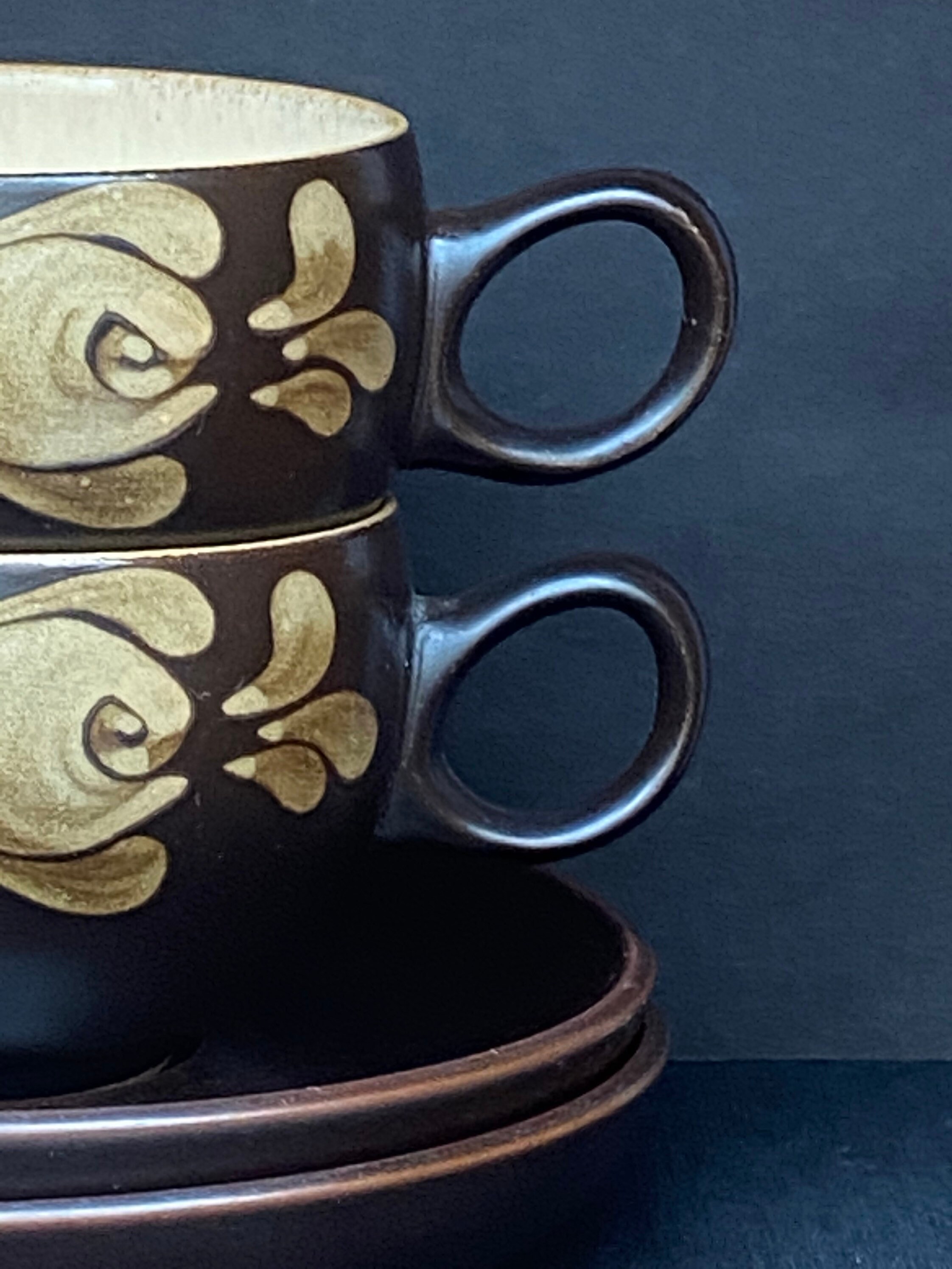 VINTAGE Denby Tea/ Coffee Cups With Saucers. in the Gorgeous Bakewell ...