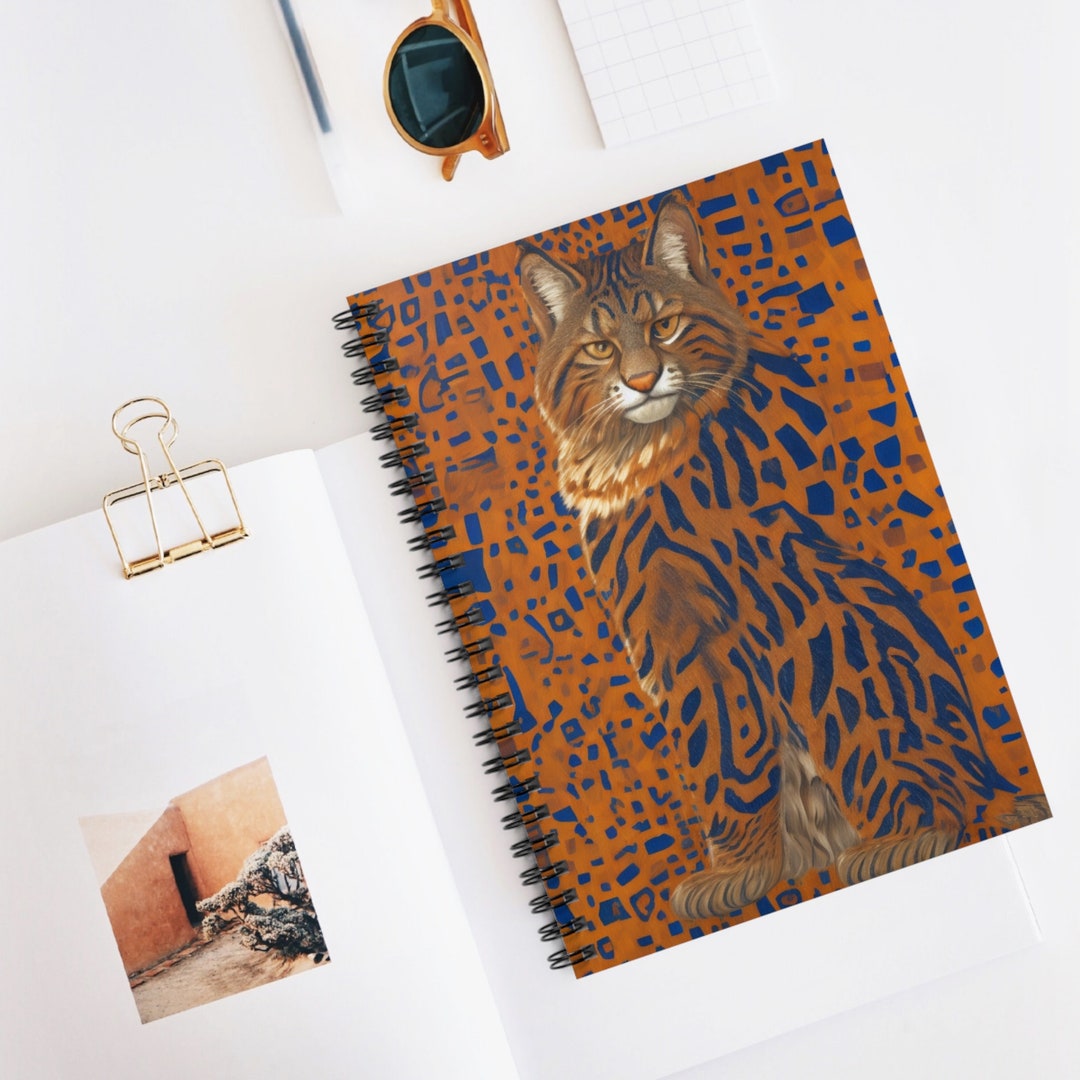 Bobcat Graphic Spiral Notebook Ruled Line Journal Bobcat Cute Cat ...