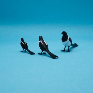 Realistic Magpie Miniature, Tiny Animal Figurine, Dollhouse Decor ...