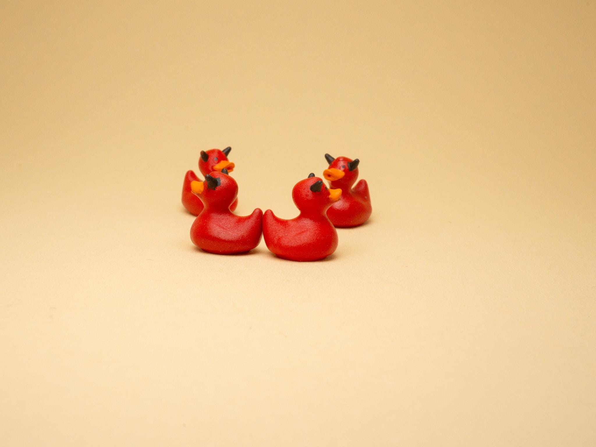Red Devil Duck Miniature, Tiny Animal Figurine, Dollhouse Decor ...