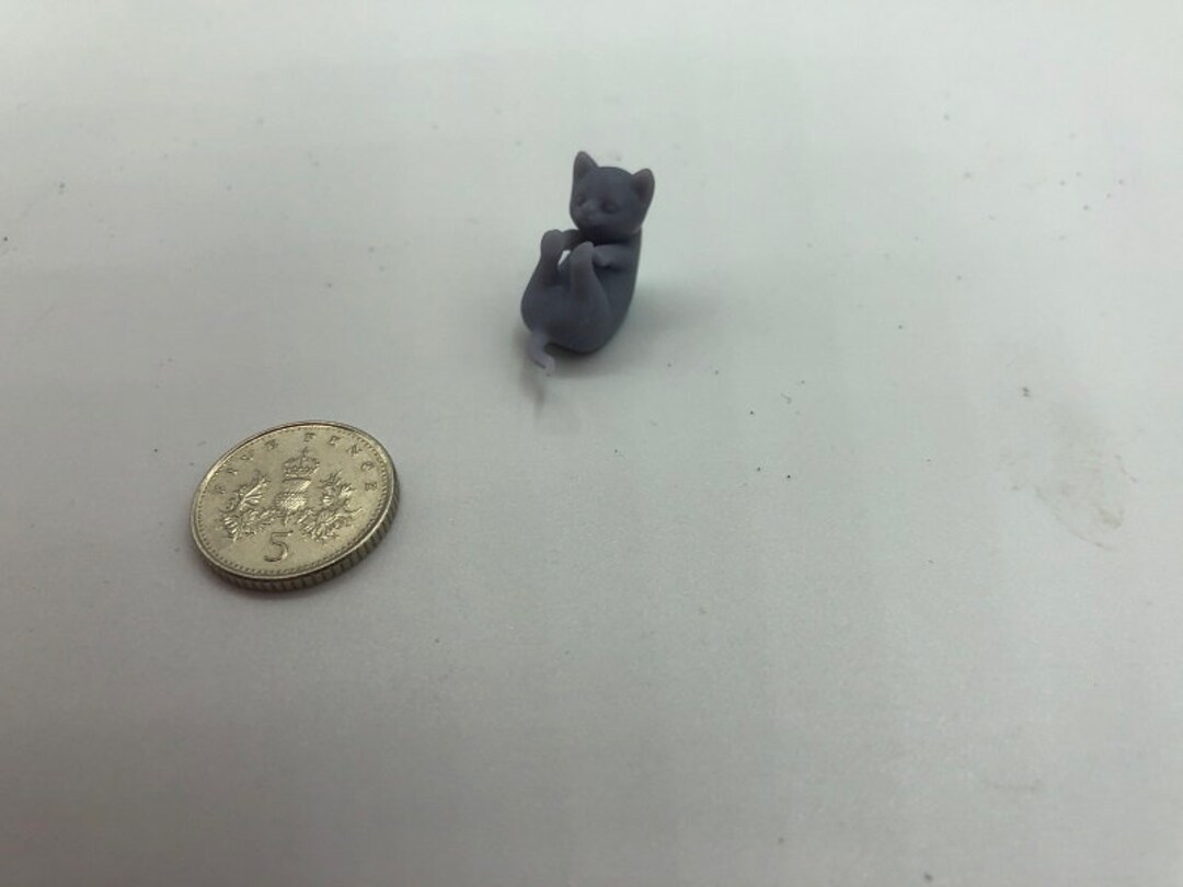 Miniature Resin Cat Figurine: Hand-painted Silver Grey Collectible - Etsy