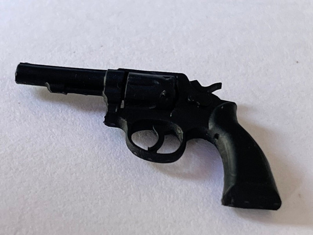 Little Black Revolver Gun for Dolls, Gun Ornament, Dollhouse ...