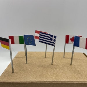 Miniature Country Flags: Handmade Paper Flags for Dollhouse Displays - Etsy