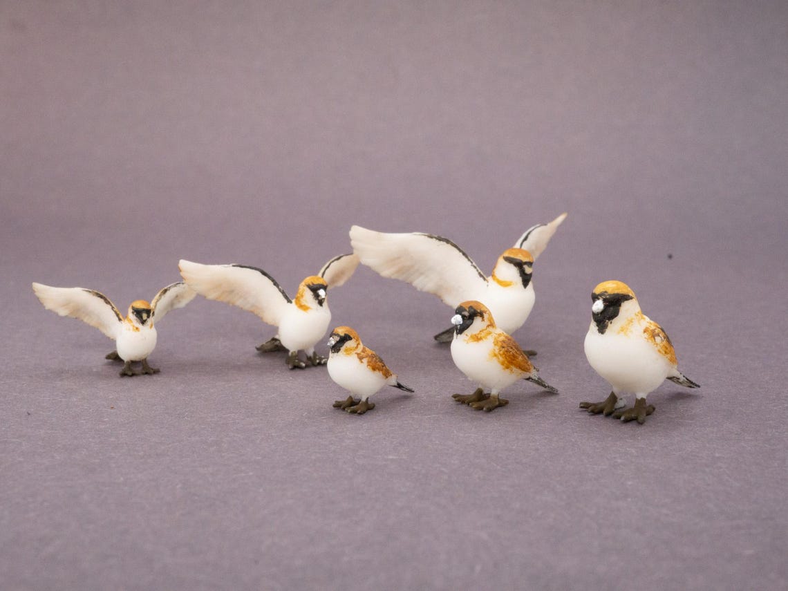 Miniature Sparrow Bird Figurines – Realistic Hand-painted Bird, Tiny ...