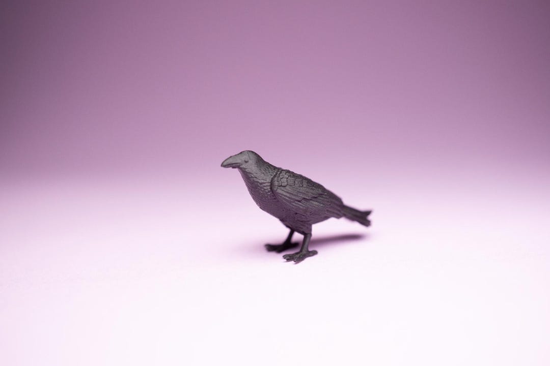 Tiny Miniature Crow Sculpture, Elegant Resin Bird Figurine, 3D Printed ...