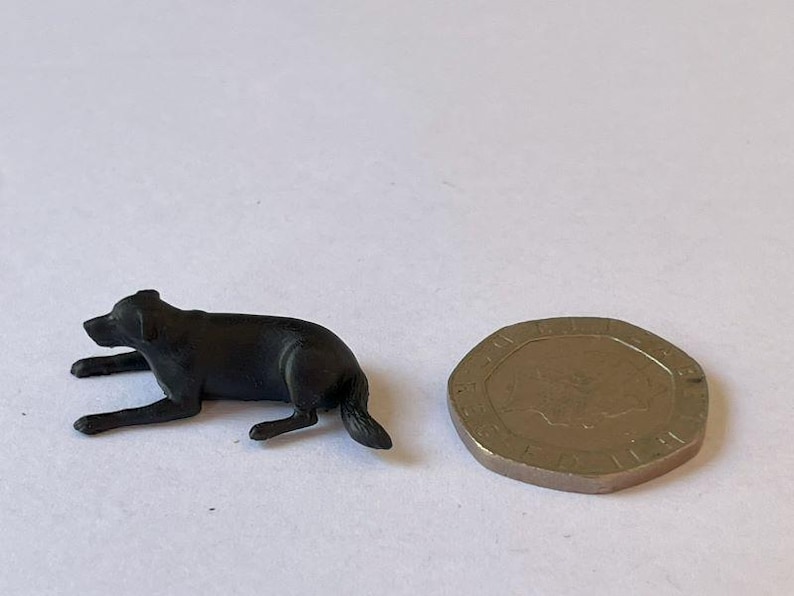 Black Labrador Miniature, Tiny Animal Figurine, Dollhouse Decor ...