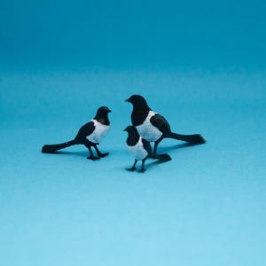 Realistic Magpie Miniature, Tiny Animal Figurine, Dollhouse Decor ...