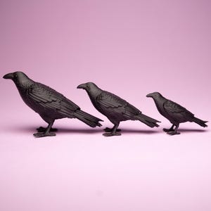 Tiny Miniature Crow Sculpture, Elegant Resin Bird Figurine, 3D Printed ...