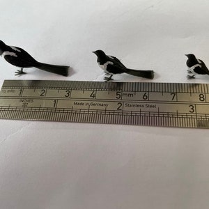 Realistic Magpie Miniature, Tiny Animal Figurine, Dollhouse Decor ...