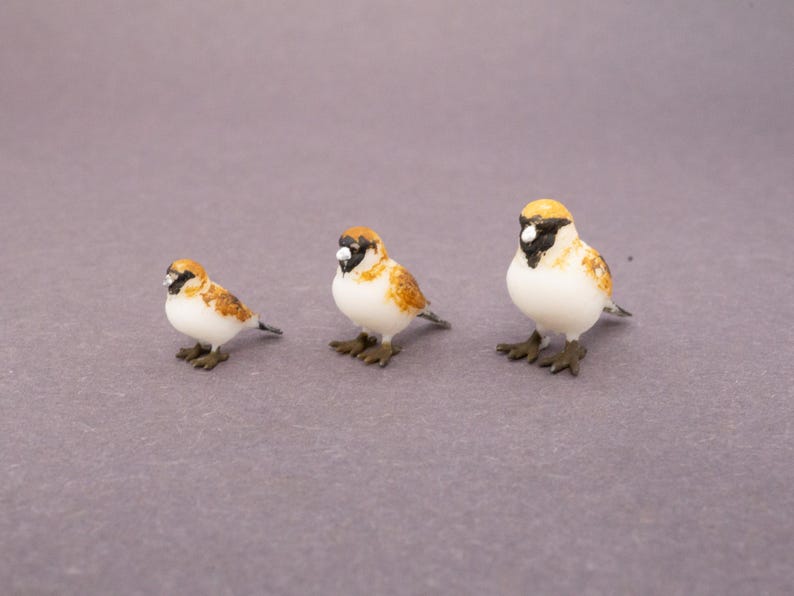 Sparrow Bird Miniature, Tiny Animal Figurine, Dollhouse Decor, Diorama ...