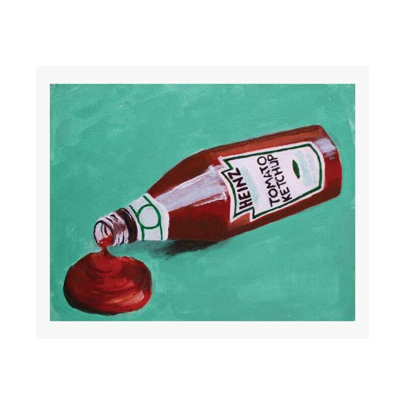Spilled Ketchup Painting Art Print: Quirky Kitchen Decor - Etsy