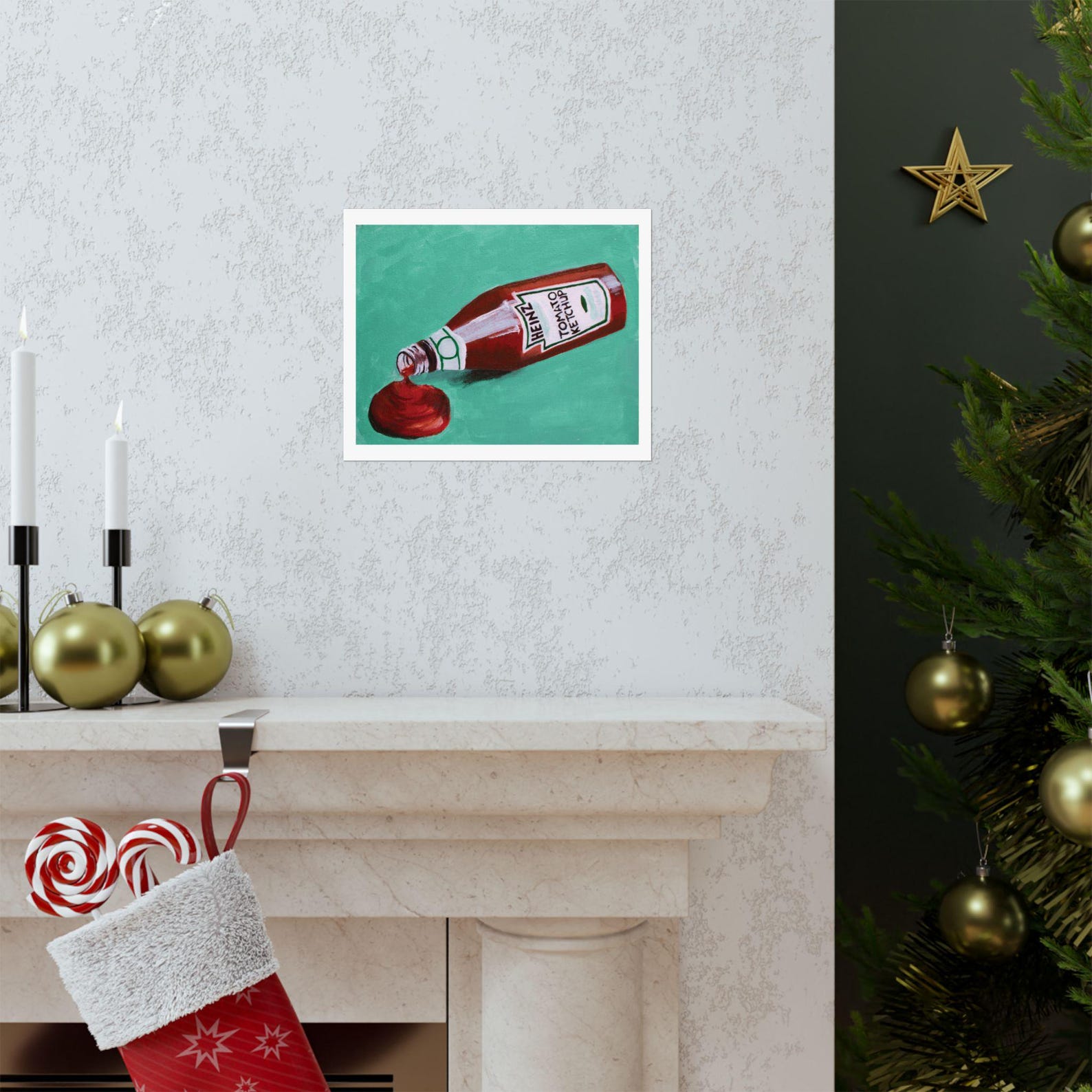 Spilled Ketchup Painting Art Print: Quirky Kitchen Decor - Etsy