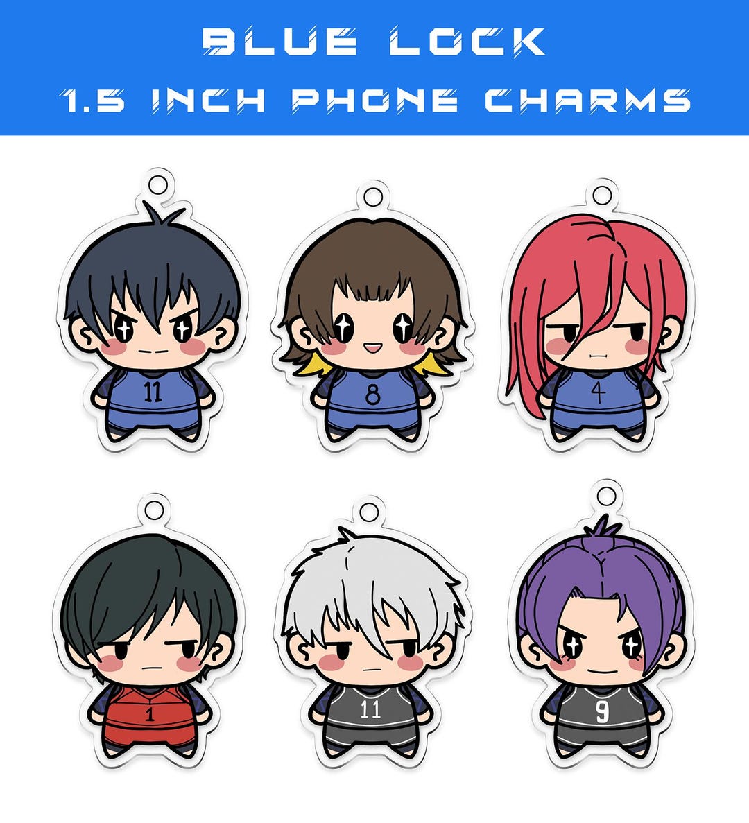 Blue Lock Anime Phone Charms: Isagi, Rin, Nagi (1.5 Inch) - Etsy
