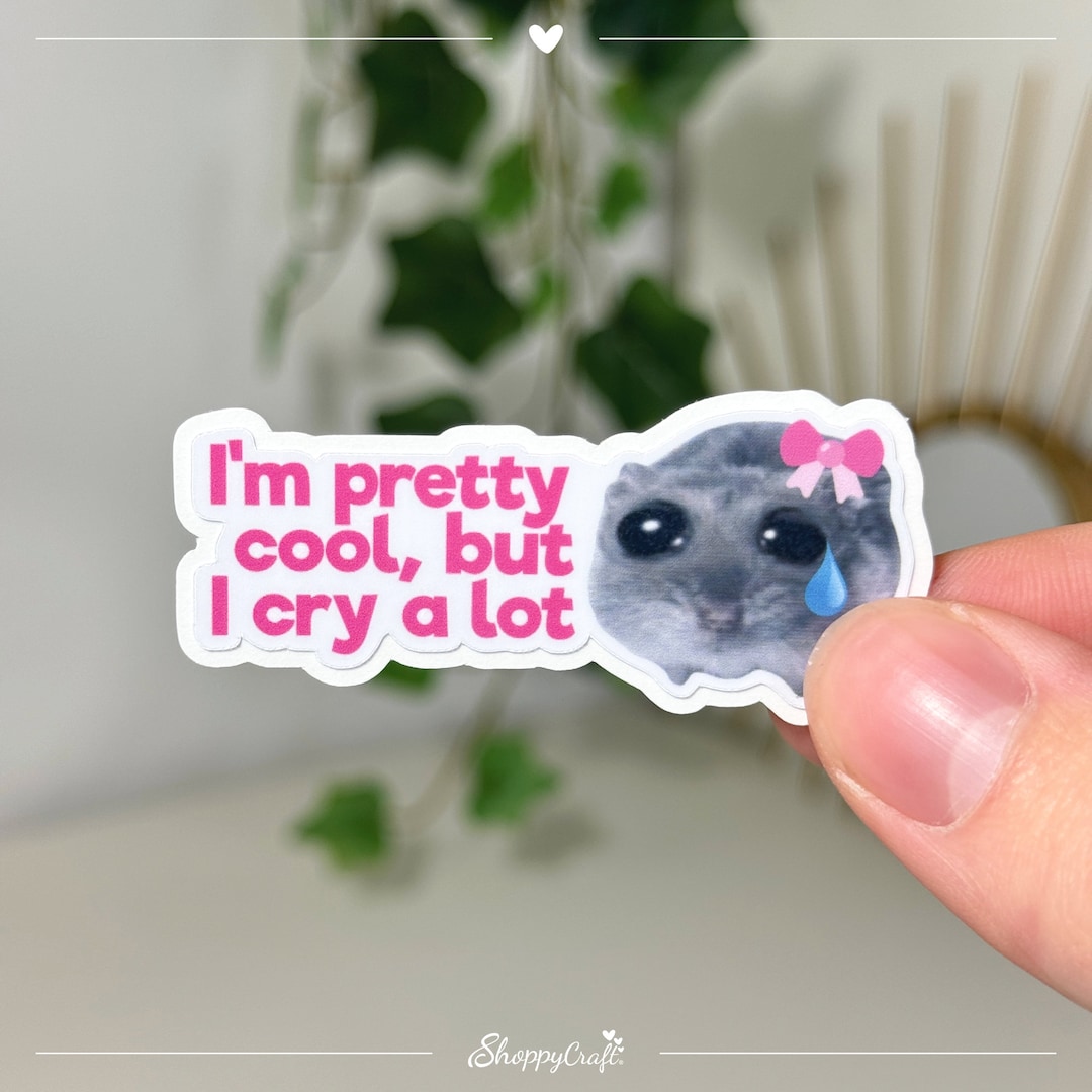 Sad Hamster Meme Sticker - Phone Sticker 'i'm Pretty Cool, but I Cry a ...