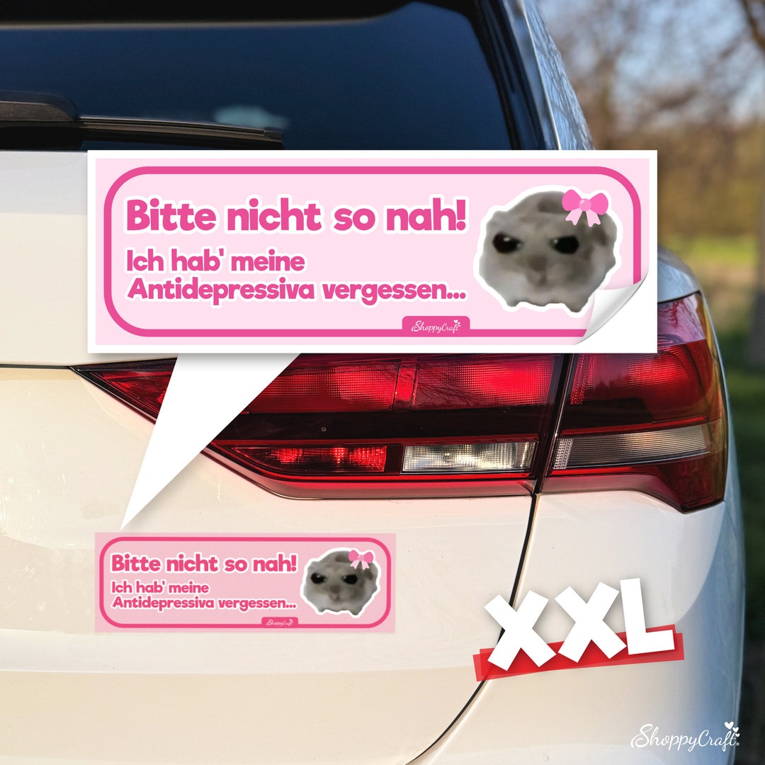 Sad Hamster Auto Aufkleber XXL 'Bitte nicht so nah' | Lustiger Sticker ...