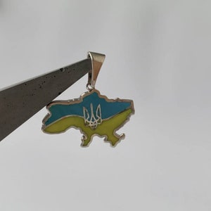 Ukraine Sterling Silver 925 Map of Ukraine Pendant, Ukraine Coat of ...