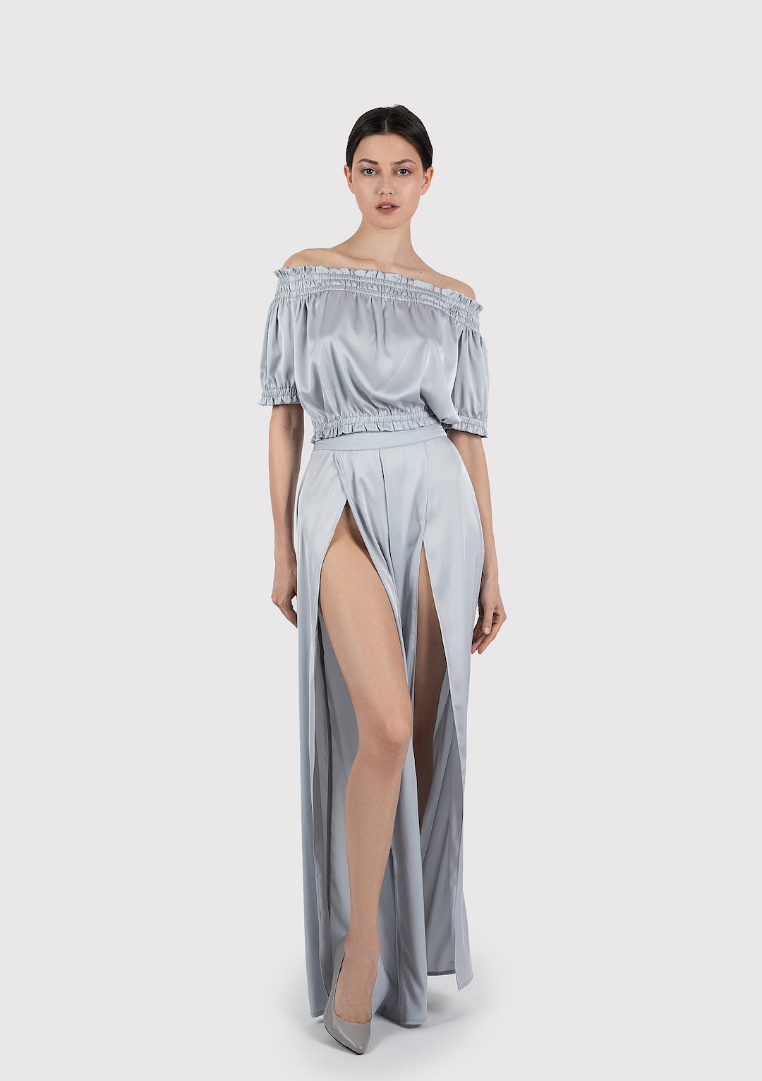 Silk Step Pants / Satin Sleep Pants With Deep Slits on Both - Etsy
