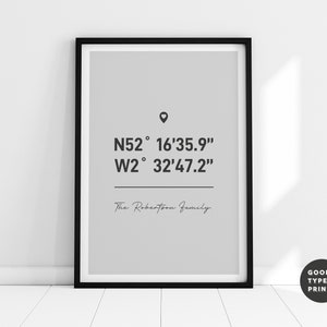 Personalised House Coordinates Print | Home Location Gift | A5 A4 A3 A2 ...