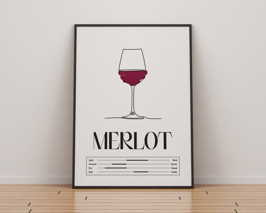 Merlot Wine Print | Red Wine | Kitchen Drink Art | Wine Lover Gift Idea ...