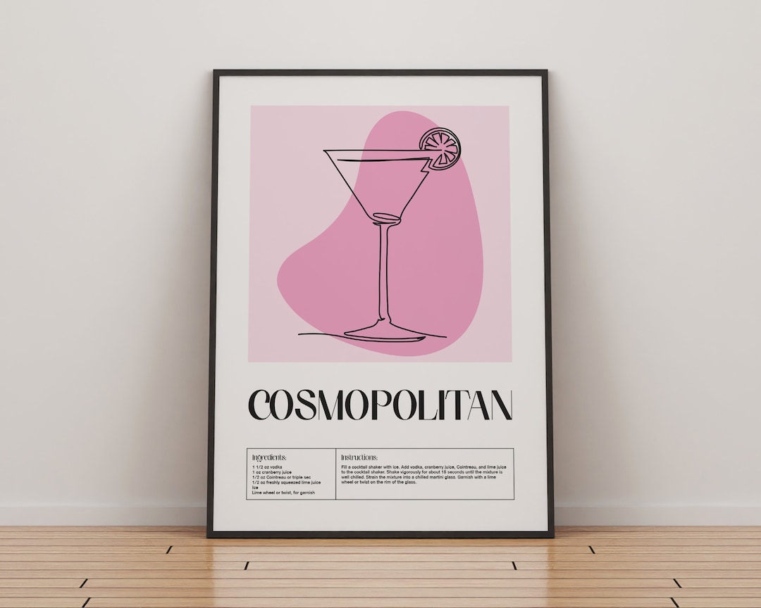 Cosmopolitan Cocktail Print | Classic Cocktails Mixology | Kitchen ...