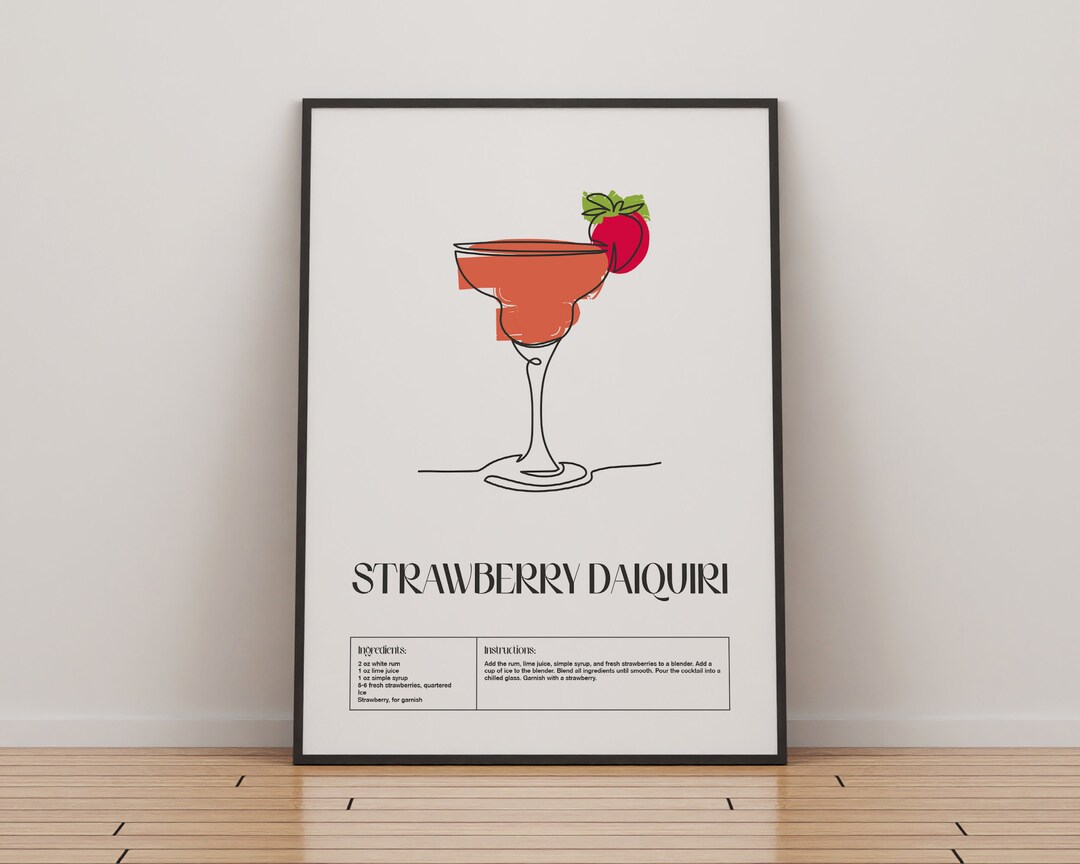 Strawberry Daiquiri Cocktail Print | Classic Cocktails Mixology ...