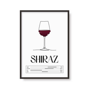 Shiraz Wine Print | Red Wine | Kitchen Drink Art | Wine Lover Gift Idea ...