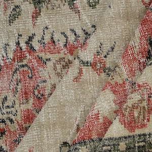 Pink Faded Rug, Bohemian Rug, Vintage Floor Rug, Oushak Carpet, Border ...