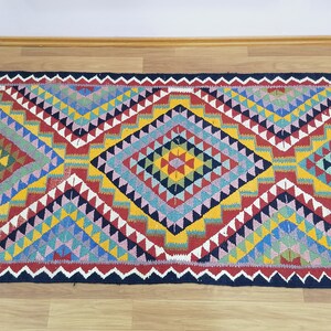 Aztec Runner Rug, Kilim Runner Rug, Turkish Kilim Rug, Handwoven Rug, 3 ...