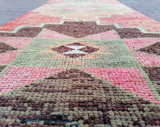 Orange Herki Runner, Aztec Rug, Soft Wool Rug, Vintage Rug, Wedding Rug ...