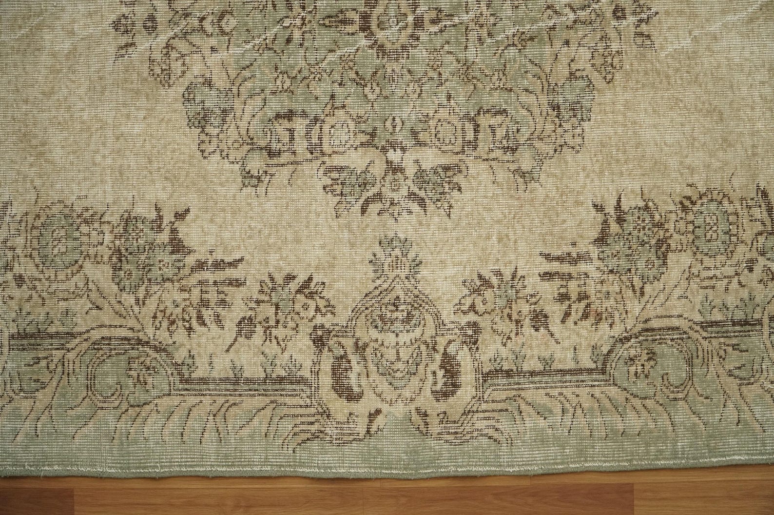 Green Rug, Oriental Rug, Pastel Oushak Rug, Kids Room Rug, Floral Mat ...