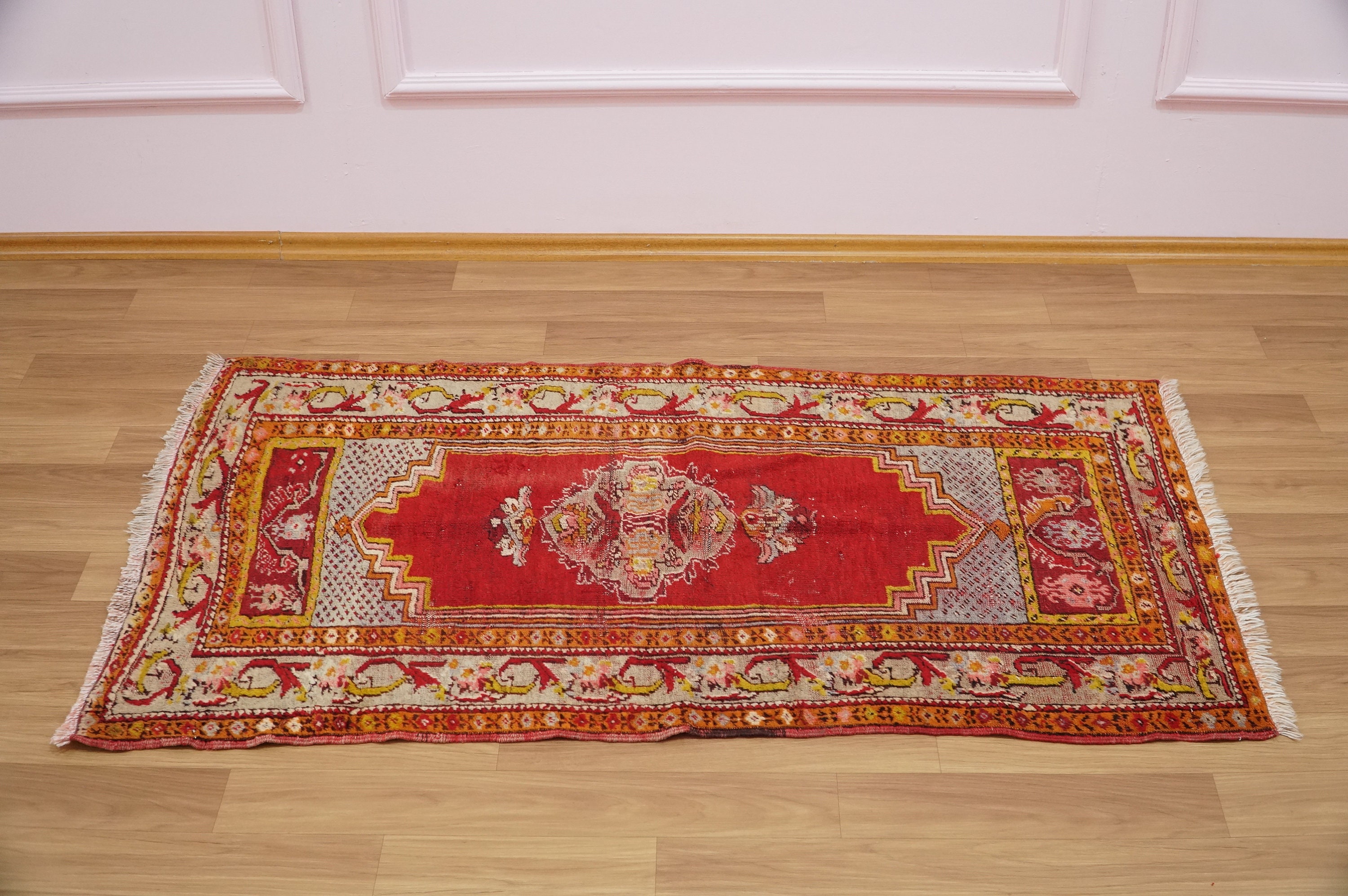 Red Turkish Rug 2.8 x 4.6 feet Vintage Turkey Rug Wool | Etsy