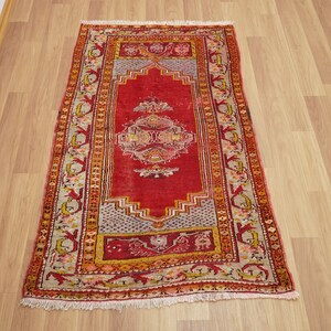 Red Turkish Rug , 2.8 X 4.6 Feet , Vintage Turkey Rug , Wool Rug ...