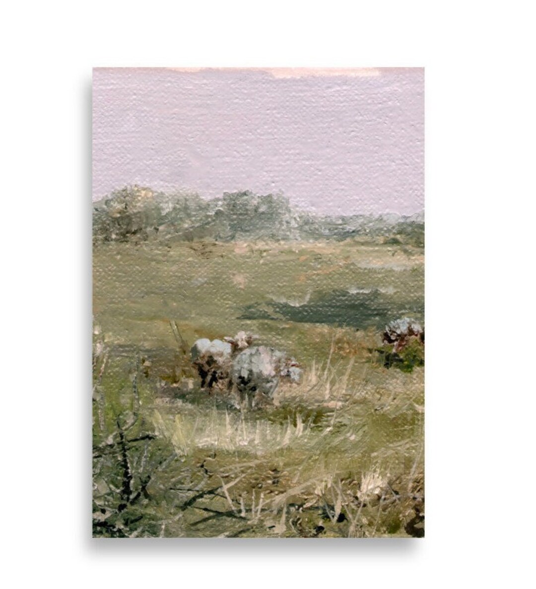 Sheep Grazing French Countryside Meadow Pasture Sage Green Poster From ...