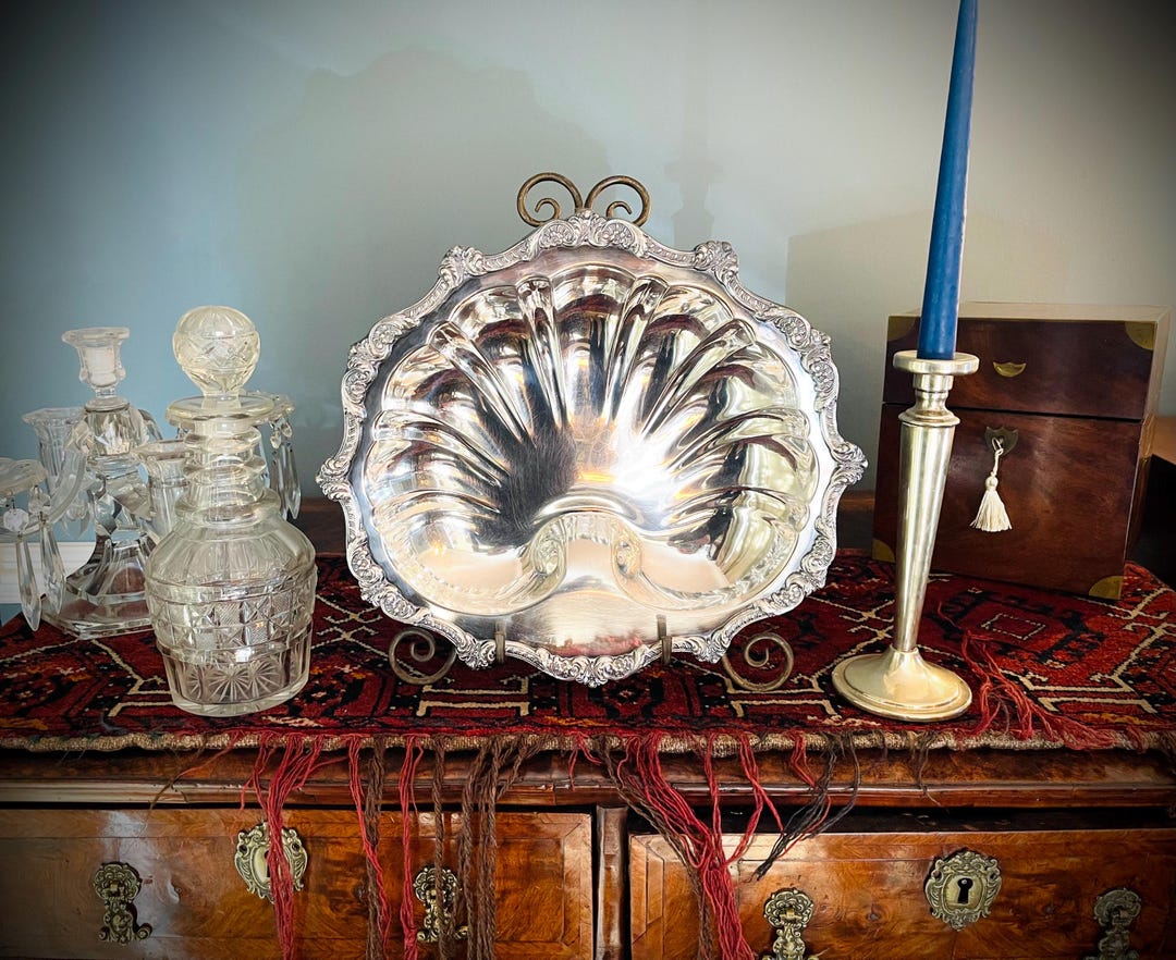 Vintage Silverplate Shell Serving Dish: Poole Silver Company, Old ...