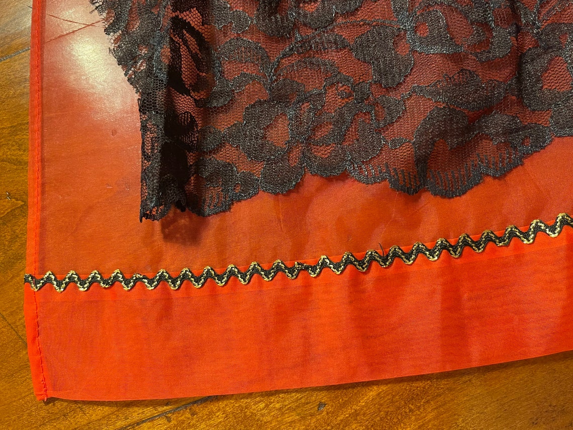 Red Organza and Black Lace Sheer Apron Custom Made | Etsy