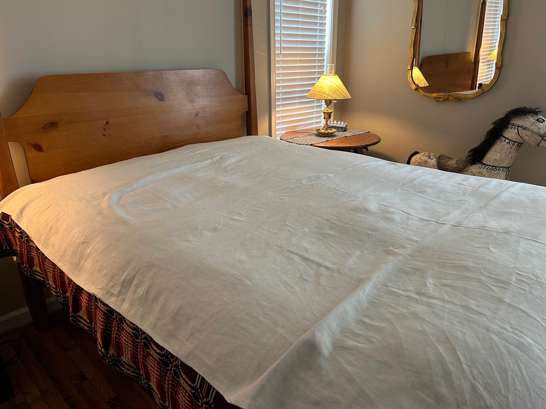 Antique White Linen Flat Bed Sheet. Center Seam. 70”x91” - Etsy