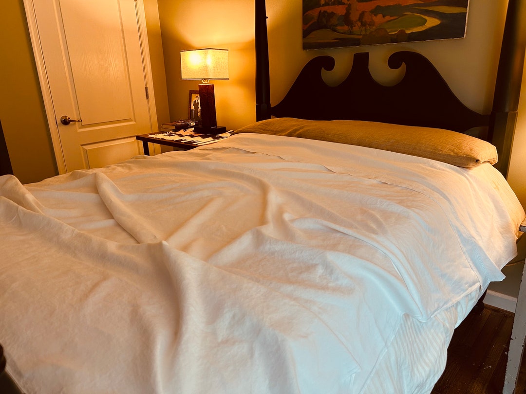 Vintage Snowy White, Linen Sheet. Excellent Condition. 80”x100” - Etsy