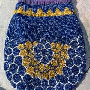 Victorian Antique Beaded Purse, Pouch, Indigo Blue and Gold, 1800s - Etsy