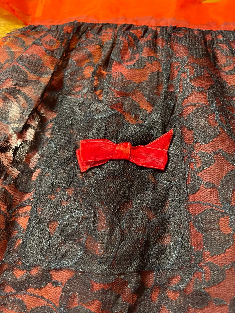 Red Organza and Black Lace Sheer Apron, Custom Made - Etsy