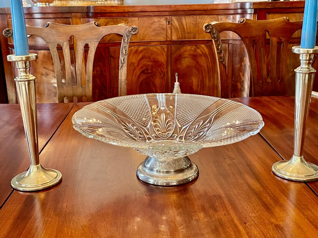 Large MCM Glass and Silver Display Bowl, MCM, Mid-century Modern ...