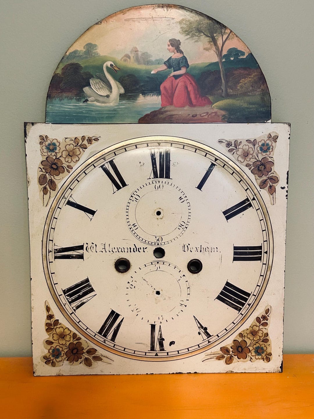 Antique Clockface. Early 19th C. Welsh Handpainted Metal. Signed ...